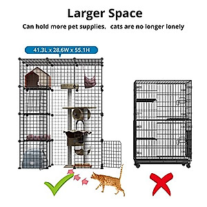 Eiiel Large Cat Cage Enclosure Indoor DIY Cat Playpen Detachable Metal Wire Kennels Crate 2x3x4 Large Exercise Place Ideal for 1-3 Cat…