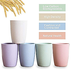 DeeCoo Eco-friendly Unbreakable Reusable Drinking Cup (12 OZ), Wheat Straw Stackable，Biodegradable Healthy Tumbler Set 15, Reusable Bathroom Drinking Cup，Dishwasher Safe