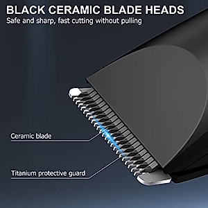 OLOV Electric Groin Hair Trimmer - Ball Trimmer for Men - Nose Hair Trimmer, Replaceable Ceramic Blade Heads, USB Recharge Dock & Nosetrimmer Head, Waterproof Male Hygiene Razor