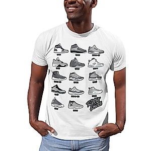 Shirt to Match Cool Grey Jordan Retro 1 2 3 4 5 6 7 8 9 10 11 12 13 Sneakers, Men's Tee to Match Jordans
