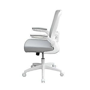 Boss Office Products Mesh Task Chair with Flip Up Arms, Grey/White