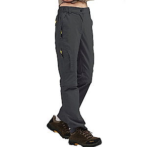 Women's Hiking Pants Quick Dry Convertible Stretch Lightweight Outdoor UPF 40 Fishing Safari Travel Gardening Capri Pants, 4409,Grey,38
