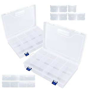 Gefischtter 2pcs Fishing Tackle Box,Tackle Boxes Organizer with Removable Dividers Clear Transparent Storage Trays for Fishing Lures,Baits,Hooks