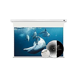 VIVIDSTORM-Slimline Motorized Tension Pull Down Screen Projector Perforated Transparent Acoustically All White Cinema,Compatible with Standard Projector,VMSLPWA120H