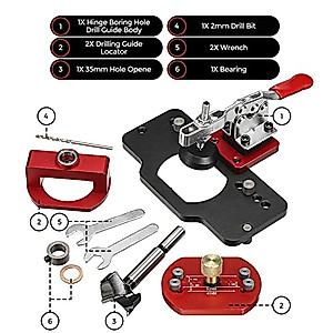 TOGETDREAM 35mm Concealed Hinge Drilling Jig Aluminum Alloy Hinge Boring Hole Drill Drill Guide Locator for Door Cabinet Installation Cabinet Hardware Jig Suitable for American&European