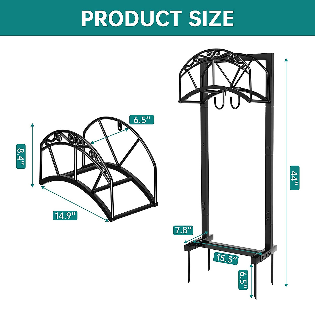 GREENER Freestanding Heavy Duty Hose Holder - Detachable Metal Hanger, Holds 150-feet Hose, Outdoor Yard Lawn Storage Rack