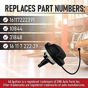 Replacement Fuel Tank Gas Cap - Compatible with BMW and Mini Vehicles - X5, 325i, 328i, 335i, 545i, 535i, 640i, 740i, 750i, xDrive, Cooper - Replaces 16117222391, 10844, 31848, 16 11 7 222 391