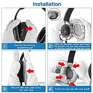 Geekria QuickFit Protein Leather Replacement Ear Pads for Edifier W800BT (CMIIT ID:2019DP1007) Headphones Earpads, Headset Ear Cushion Repair Parts (Black)