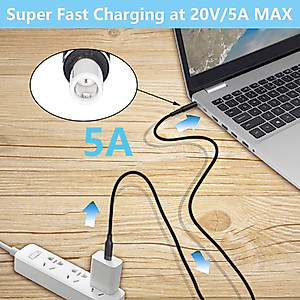 CERRXIAN 6.5ft 100W PD USB Type C Male Input to DC 7.4 x 5.0mm (7.4x0.6) Male Power Charging Cable for Dell Inspiron 15 3521 3537 3531 15R 5521 5537 17 3721 5748 17R 5737 5721(7406D-100W)