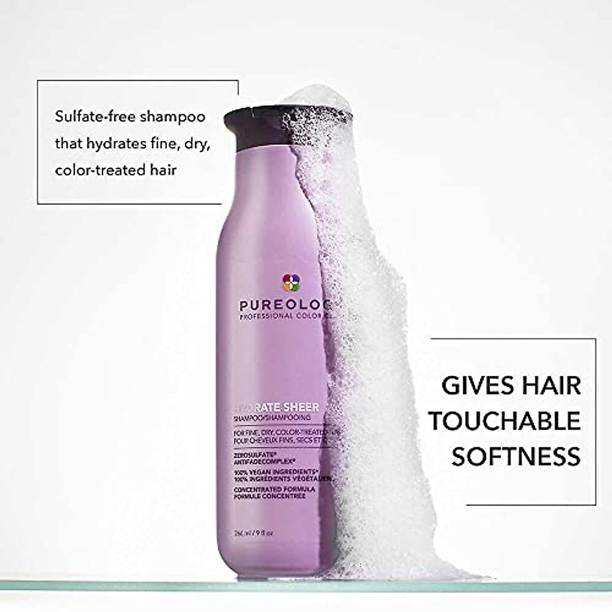 Pureology Hydrate Sheer Nourishing Shampoo | For Fine, Dry Color Treated Hair | Sulfate-Free | Silicone-Free | Vegan