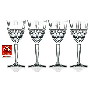 RCR Cristalleria Italiana Crystal Glass Drinkware Set (Wine Goblet (7.75 oz) - 4 Piece)