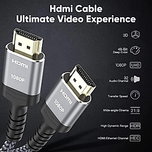 Highwings Long HDMI Cable 30FT, High Speed 18Gbps 2.0 Braided Cord-Supports (1080P 30Hz HDR,Video Ultra HD 1080P 3D HDCP 2.2 ARC-Compatible with PS4/3 Roku TV/HDTV/PS5/Blu-ray