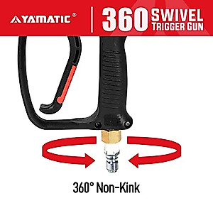 YAMATIC 5000 PSI High Pressure Washer Trigger Gun with 3/8" Swivel Inlet, Power Washer Short Wand, Spray Handle with M22-14mm Adapter, 1/4" Quick Connector, 12 GPM / 35 Mpa