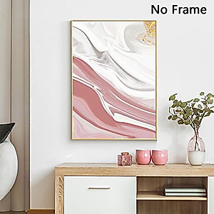 Pink Marble Canvas Wall Art Glitter Gold Blush Picture Blush Marble Wall Art Abstract Gold Foil Artwork Pink and Gold Marble Canvas Luxury Pink White Painting Modern Room Decor 16x24inchx3 No Frame