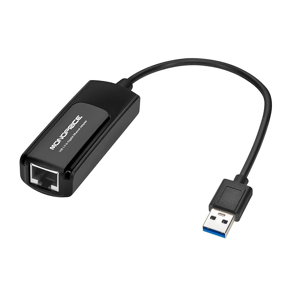 Monoprice USB 3.0 to Gigabit Ethernet Adapter, Supports 10/100/1000 Mbps Connections, Plug-N-Play, Compatible with Windows, MacOS, Linux, and Android Systems