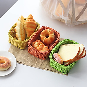 Rectangle Small Wicker Baskets for Sundries 3pcs Storage Bins (Colorful)
