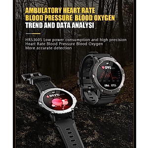 CNBRO Military Smart Watch for Men Android with Bluetooth Call Dial/Heart Rate/Blood Pressure/Blood Oxygen Monitor Mens Smartwatch for Steps,Calories,Mileage,Sports Data Record Tactical Fitness Watch