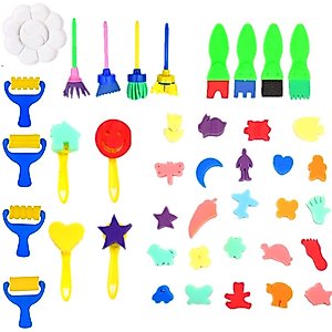 Fycooler Kids' Art Paintbrushes-Kids Paint Brushes Sponge Kits Painting Tool Kit 40Pcs Paint Supplies Painting Brushes Drawing Tools Kits,Children Early DIY Learning Paint Sets for Kids Toddlers
