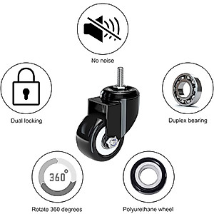 Swivel Lever Casters, Heavy Duty Swivel Casters Upgrade Your Furniture - with Brake, Double Lock and Noiseless Precision Bearings and Brake - Easy to Install