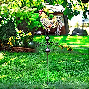 HGC 48 in. Metal Weather Vane for Garden Decor Farmhouse Decorative with Rooster Ornament Wind Vane Weathervanes