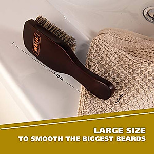 Wahl Large Handled Beard Brush with 100% Boar Bristles with Firm Natural Hair for Grooming & Styling – Wood Handle for Beards, Mustaches, Skin & Hair Care – Model 3347