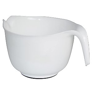 GLAD Mixing Bowl with Handle – 3 Quart | Heavy Duty Plastic with Pour Spout and Non-Slip Base | Dishwasher Safe Kitchen Supplies for Cooking and Baking, White