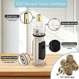 1222 Cartridge Kit Replacement for Moen Posi Temp One-Handle Faucets, Compatible with Moen Tub Shower,Durable Brass & Plastic