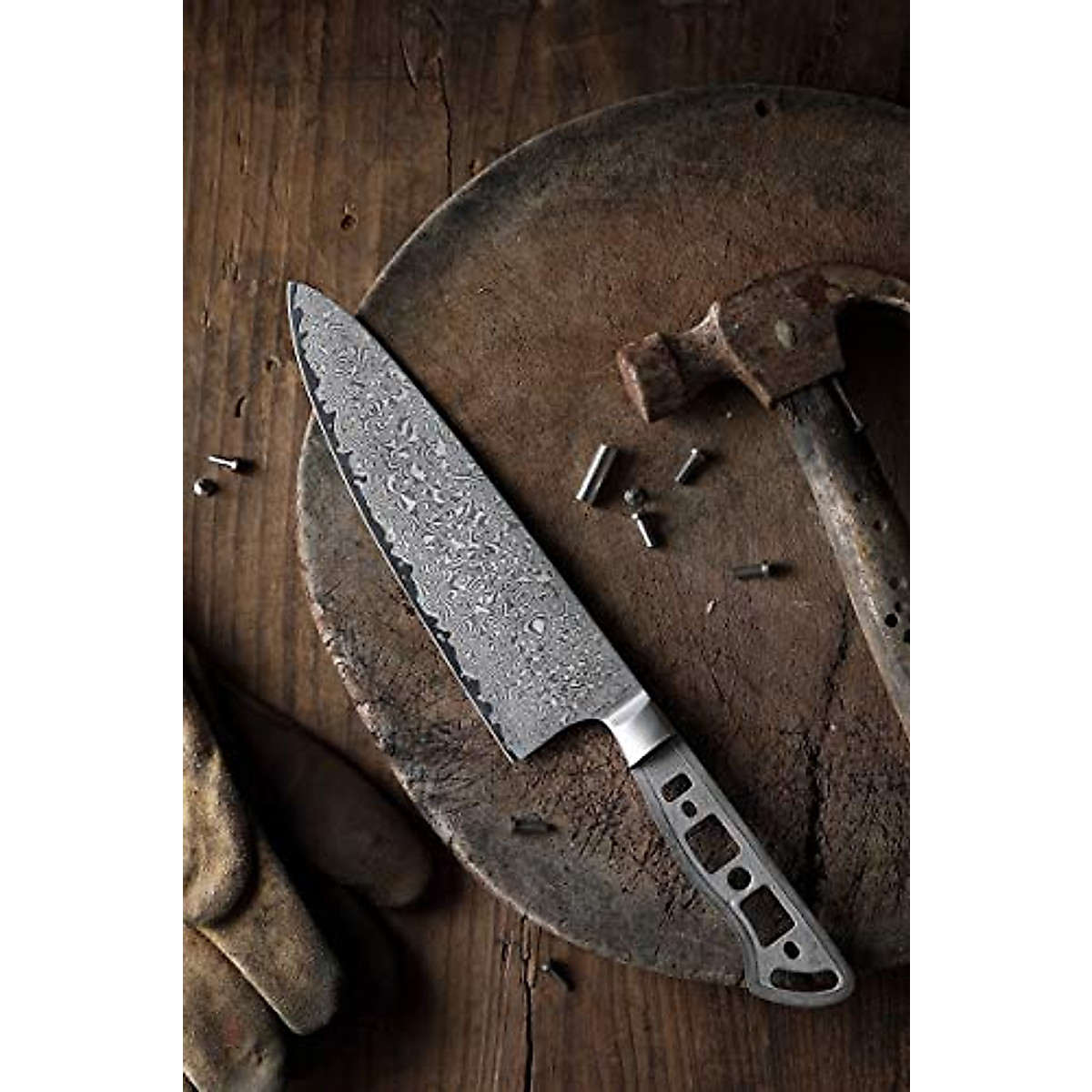 KATSURA Woodworking Project Kit – Gyuto Chef Knife Blank – 8.25 Inch – Ultra Wide Blade 55mm – Japanese Premium AUS 10, 67 Layers Damascus Steel – NO LOGO