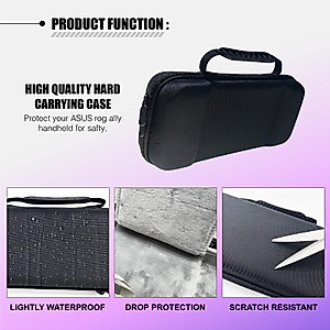 MENORCA Handheld Carrying Case for ASUS ROG Ally With 2pc Transparent HD Clear Anti-Scratch Screen Protector for ASUS ROG Ally Gaming Handheld-7 inch, Black/Double Pocket/Large Capacity