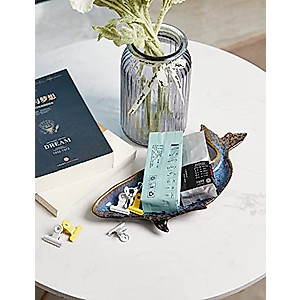 SEINHIJO Cearmic Candy Dish Cookie Plates Nuts Bowl Jewelry Tray Dolphin Gifts Sculpture Home Decor 11.5 inch