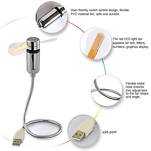 SAYTAY Small USB Fan with Real Time Clock and Temperature Display, Personal Portable USB LED Clock Fan, USB Funny Toy Gadgets Gifts for Men Women Office Home (RGB)