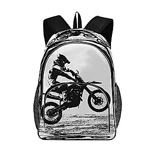 Blueangle Motocross Rider Printing Computer Backpack - Lightweight School Bag for Men Women Boys Girls Teens