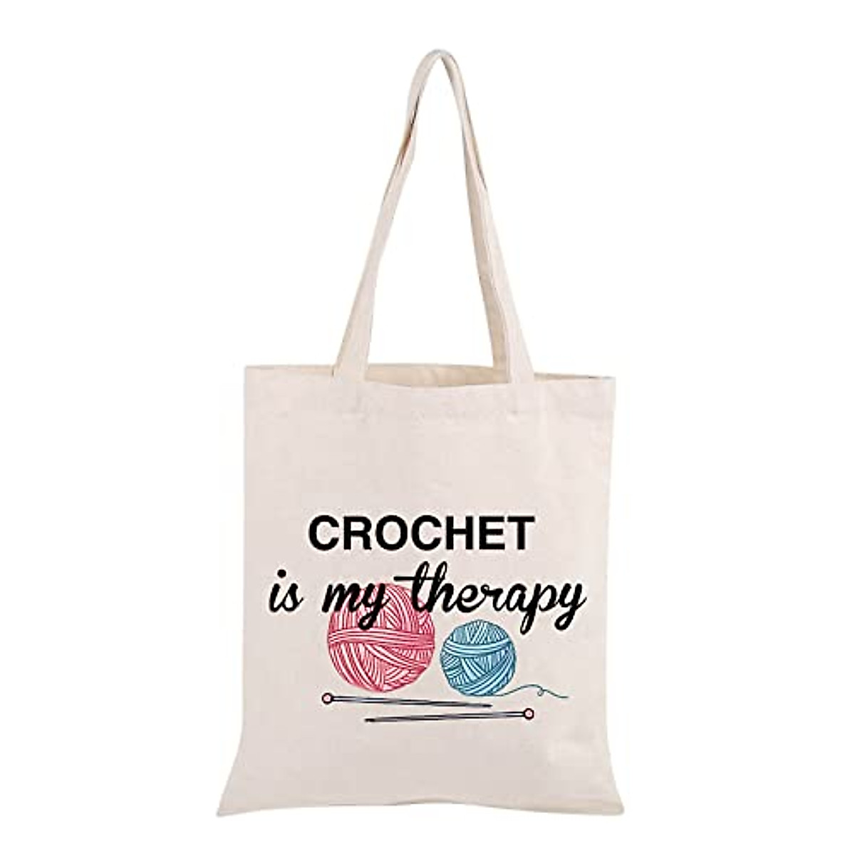 PWHAOO Knitting Project Bag Crochet Is My Therapy Knitting Humor Gift Yarn Bag Knitting Tote Bag Mothers Day Gift (Crochet Is My Therapy Tote)