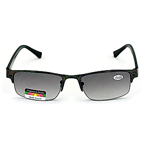 Metal Rectangular Progressive No Line Reading Glasses Tri-Focal Reader Outdoor Sunglasses (Gunmetal, 1.50)