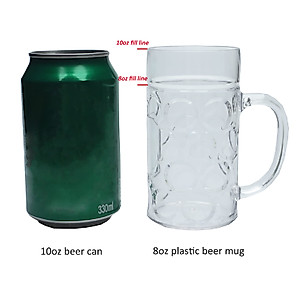 Plastic Beer Mugs With Handles, 8oz Dimpled Plastic Beer Steins, Oktoberfest Beer Mug, Small Plastic Beer Mug for Event, Party, Beer Festival, BBQ, Picnic (10 Pcs)