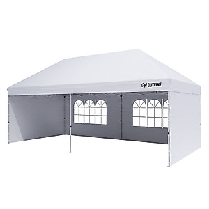 OUTFINE Canopy 10'X20' Pop Up Canopy Gazebo Commercial Tent with 4 Removable Sidewalls, Stakes X12, Ropes X6 for Patio Outdoor Party Events