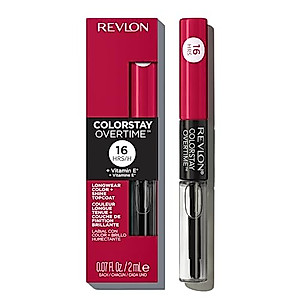 Revlon Liquid Lipstick with Clear Lip Gloss, ColorStay Overtime Lipcolor, Dual Ended with Vitamin E, 480 Unending Red, 0.07 Fl Oz