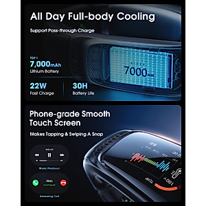 RANVOO No.1 Cooling A/C AICE 3 AI Neck Air Conditioner 7000mAh 30H [Full-body Cooling/Heating] for All Seasons [Health Monitor] Personal Neck Fan Cooler Heater Rechargeable Wearable Music Call Gift