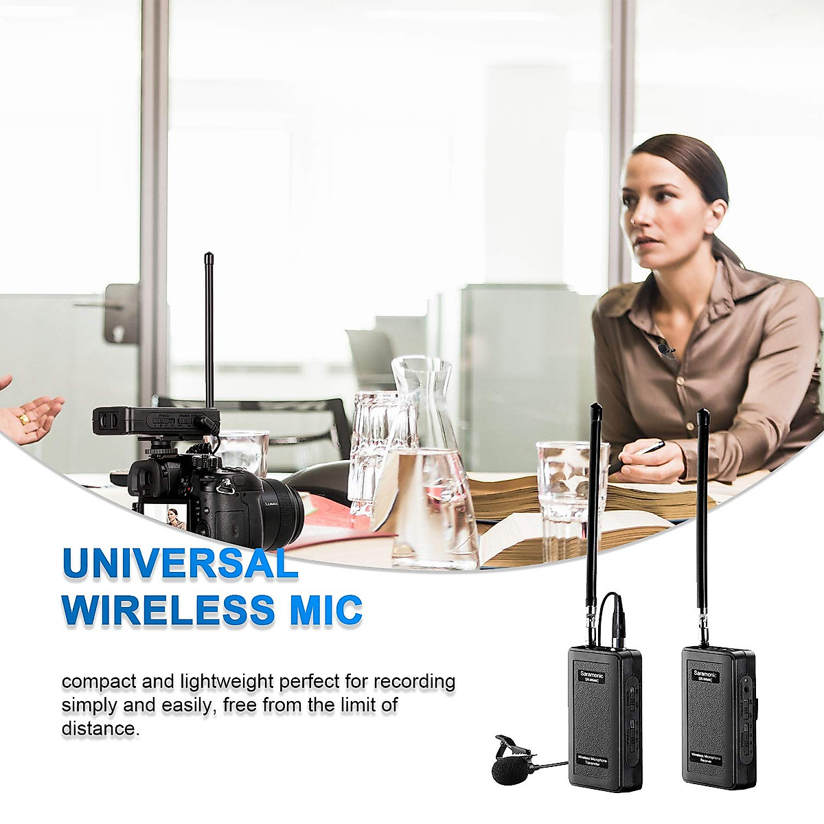 Saramonic Wireless Lavalier Microphone, SR-WM4C 4-Channels VHF Lapel Mic System (200' Range) Compatible with DSLR Camera Canon Nikon Sony Panasonic DV Camcorders Audio Recorder