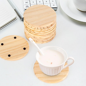 Unfinished Wood Coasters for Crafts,12PACK 4 Inch Round Blank Wooden Coasters with Non Slip Pad for DIY Stained Painting Wood Engraving Wedding Halloween Christmas Home Decoration