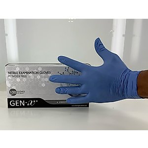 Gen-X Nitrile Examination Glove powder free, finger textured, Medium, 100 gloves per box