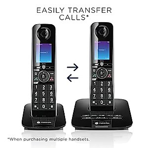 Motorola Voice D8711 Cordless Phone System w/Digital Handset + Bluetooth to Cell, Answering Machine, Call Block - Black