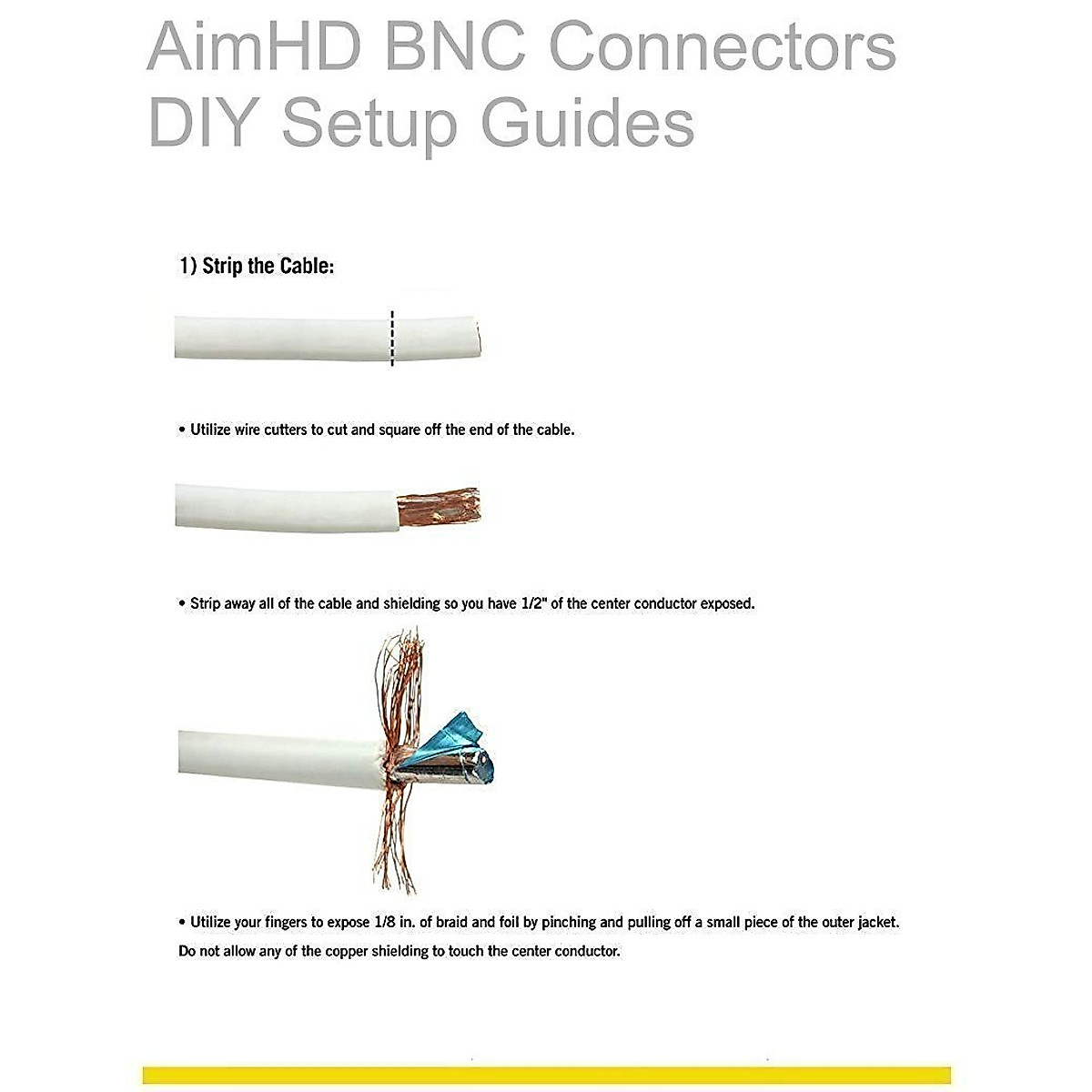 AIMHD 20 Pack BNC Male Connectors RG59 RG6 Coaxial Terminal Gold-Plated Screw On for CCTV Security Video Surveillance Camera Cables