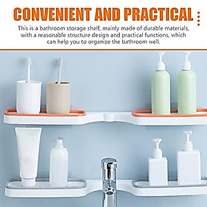 HEALLILY 2pcs Adhesive Shower Foldable Bathroom Storage Shelf Wall Mounted Kitchen Spice Rack Organizer No Drilling Shower Shampoo Holder for Bathroom Lavatory Washroom