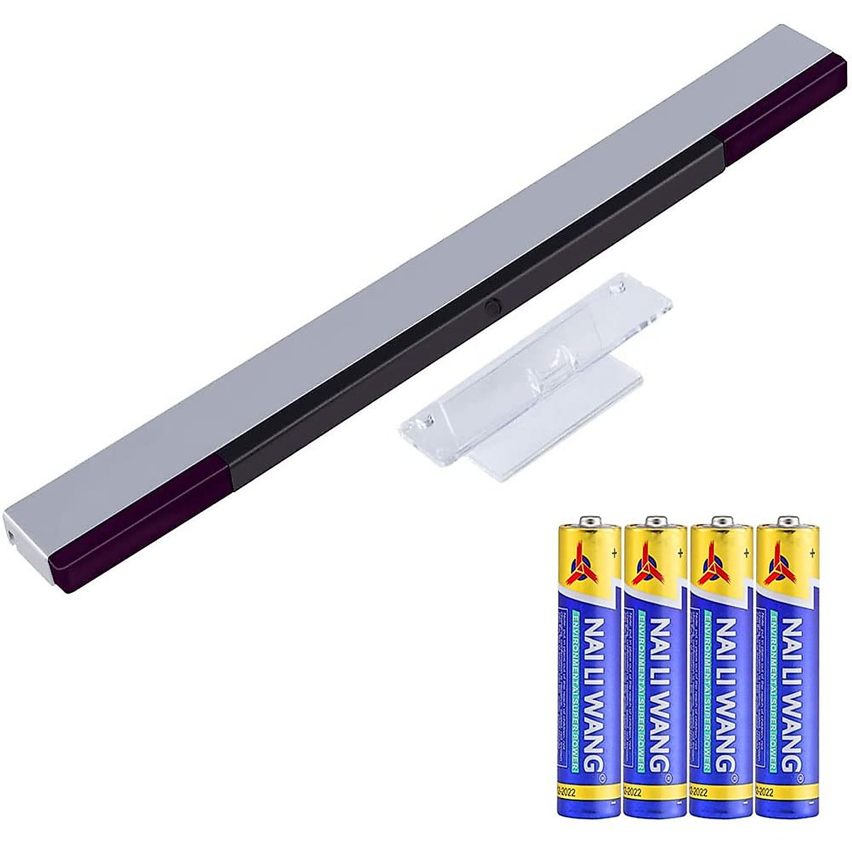 Replacement Wii Wireless Sensor Bar, Infrared IR Ray Motion Sensor Signal Receiver for Nintendo Wii and Wii U Console with Stable Stand and 4 AAA Batteries(Black)