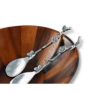 Arthur Court Designs Aluminum Dogwood Pattern Salad Serving Set, Salad Servers, Salad Spoon, Salad Fork 10.75 inch Long