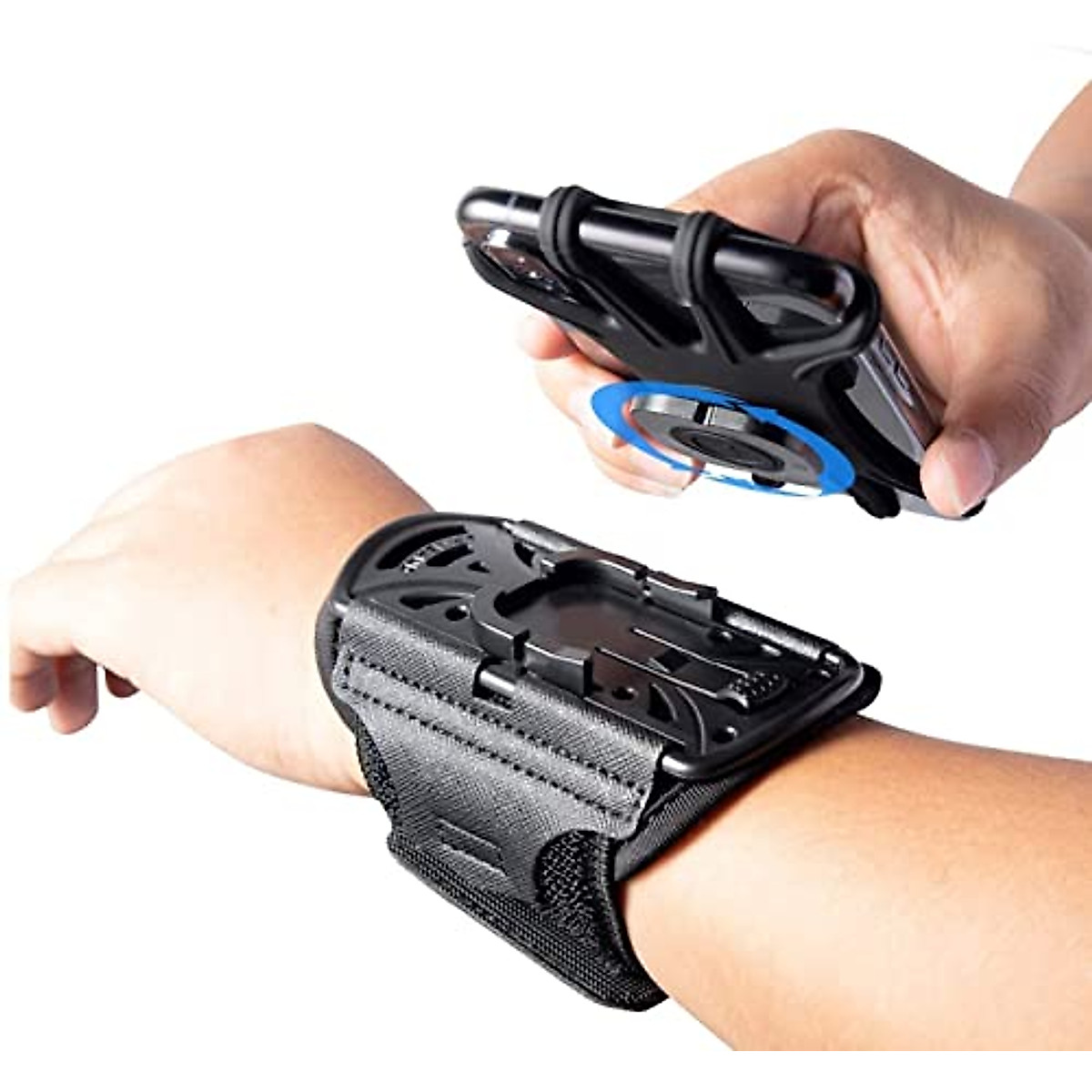 HLOMOM Wristband Phone Holder for Running, 360°Rotation & Detachable Sports Armband with Key Holder for iPhone 14/13/12/Pro/Pro Max/XS/XR/X/8/7/6/Plus, Samsung Galaxy, Fits 4''-6.5''Phone