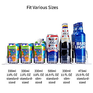 Baraiser Drink Organizer for Fridge, Self-Pushing Soda Can Organizer for Refrigerator, Width Adjustable Pusher Glide, Automatic Drink Dispenser (6 Rows, White)