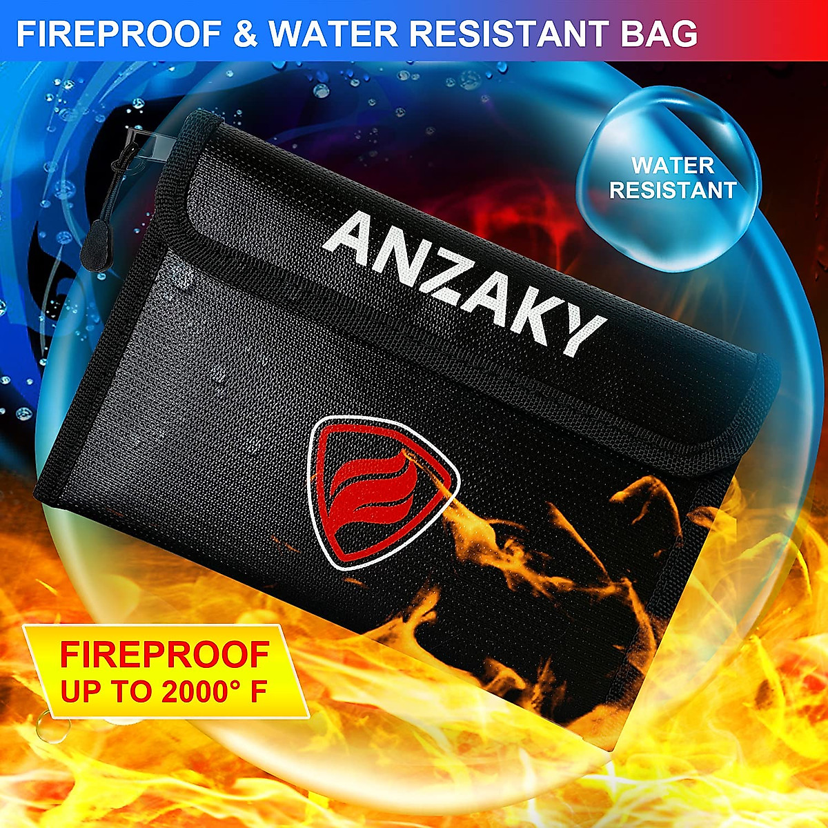 Photo Picture Frame Diversion Safe with Fireproof & Waterproof Bag, Valuable Home Security Storage Safe, ANZAKY Mini Safe Box with Hidden Compartment to Shield your Money, Cash, 5"x7"