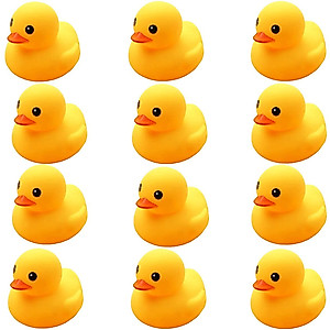 UMBWORLD Preschool Bath Toys Rubber Floating Squeaky Baby Wash Shower Toy for Toddlers Kids Party Decoration 12 Pcs (Yellow Duck)